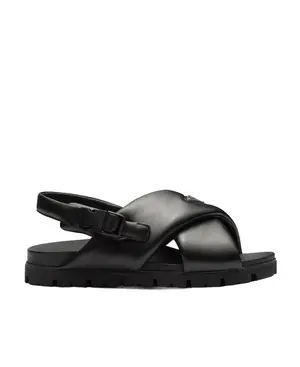 Prada Padded Nappa Leather Crisscross Sandals