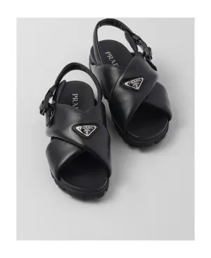 Prada Padded Nappa Leather Crisscross Sandals