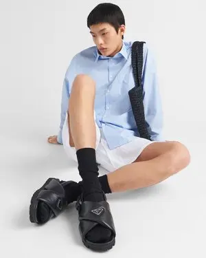 Prada Padded Nappa Leather Crisscross Sandals