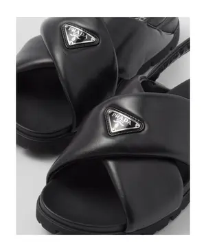 Prada Padded Nappa Leather Crisscross Sandals