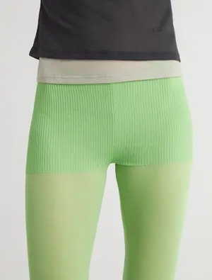 Paloma Wool Ribbed Sheer Knit Cropped Pants - Green