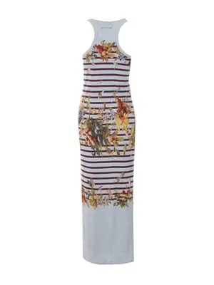 JEAN PAUL GAULTIER Striped Floral Knit Maxi Dress - No