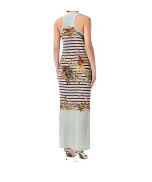JEAN PAUL GAULTIER Striped Floral Knit Maxi Dress - No