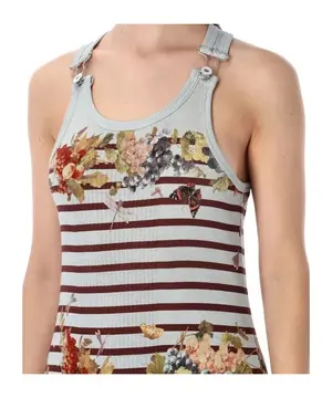JEAN PAUL GAULTIER Striped Floral Knit Maxi Dress - No