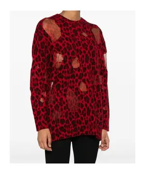Versace Leopard Print Semi-sheer Panelled Jumper