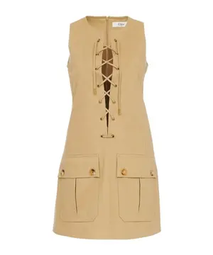 Chloé Lace-up Vest Dress - Clay Brown