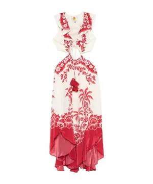Farm Rio Floral Pattern Cut-out Maxi Dress