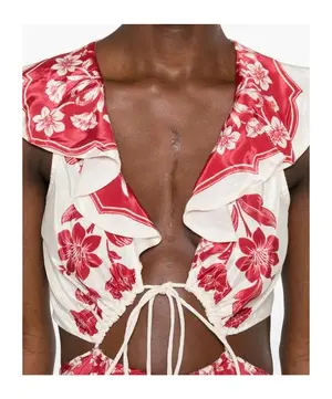 Farm Rio Floral Pattern Cut-out Maxi Dress