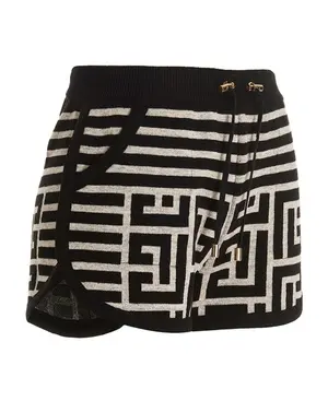 Balmain Monogram Jacquard Wool Shorts