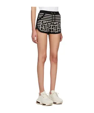 Balmain Monogram Jacquard Wool Shorts