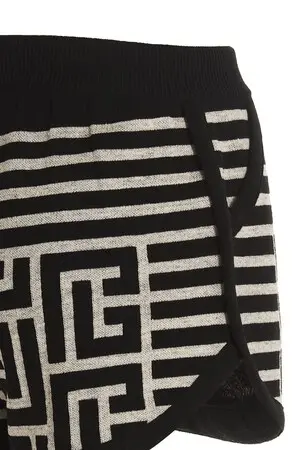 Balmain Monogram Jacquard Wool Shorts