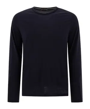 Herno Long-sleeved Crewneck Knitted T-shirt - Blue
