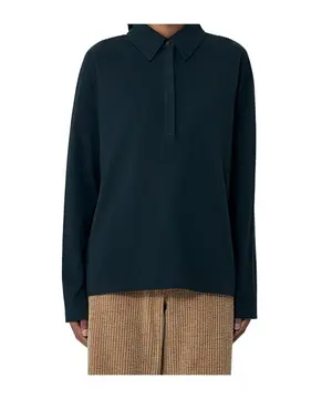 THE ROW Roddie Cotton Jersey Long Sleeve Polo Shirt - Black