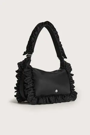 Simone Rocha Daisy Ruffled Shoulder Bag - Black