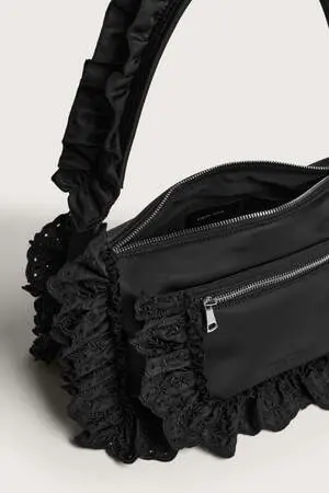 Simone Rocha Daisy Ruffled Shoulder Bag - Black