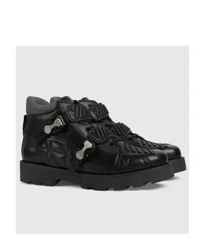 Gucci Buckled Leather Ankle Boots