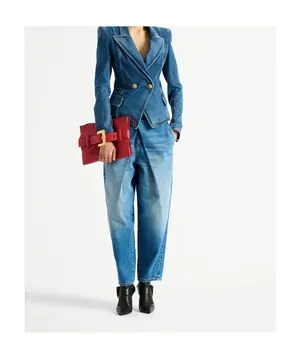 Balmain Anthem Smooth Leather Clutch With Gold-tone Buckle