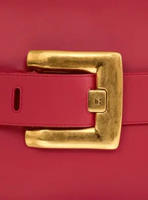 Balmain Anthem Smooth Leather Clutch With Gold-tone Buckle