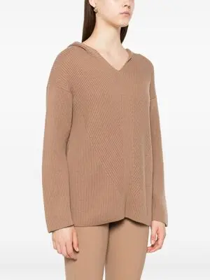Max Mara Hooded Ribbed Jumper