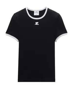 COURREGES Bumpy Crewneck Short-sleeved T-shirt - Black