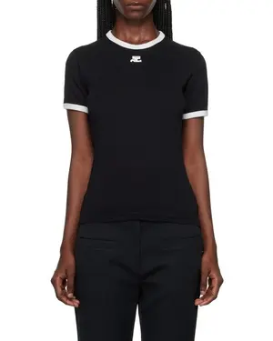 COURREGES Bumpy Crewneck Short-sleeved T-shirt - Black