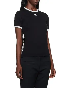 COURREGES Bumpy Crewneck Short-sleeved T-shirt - Black