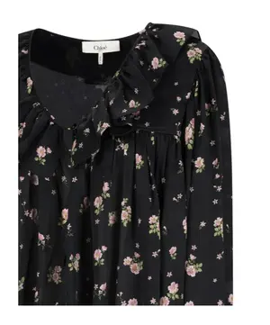 Chloé Maxi Gathered Ruffle Top With Liberty Print