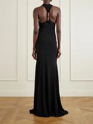 Christopher Esber Chime Cocoon V-neck Maxi Dress With Wooden Hardware