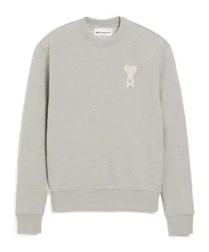 AMI Paris De Coeur Long Sleeve Sweatshirt - Gray