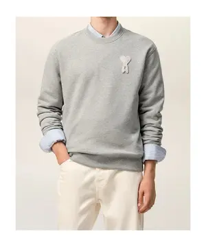 AMI Paris De Coeur Long Sleeve Sweatshirt - Gray