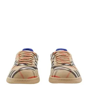 Burberry Checked Lace-up Sneakers - Sand-colored
