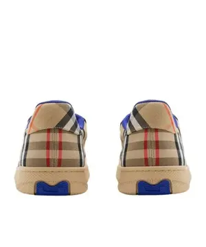 Burberry Checked Lace-up Sneakers - Sand-colored