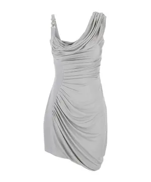 Versace Ruched Sleeveless Dress - Silver