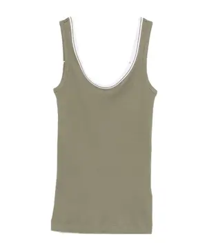 Brunello Cucinelli Sleeveless Ribbed Trim Top - Green