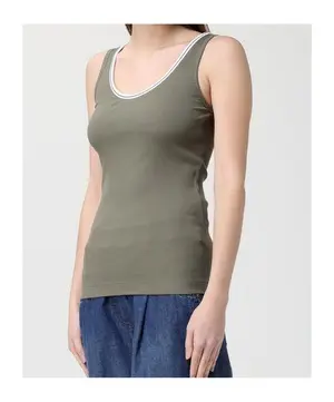 Brunello Cucinelli Sleeveless Ribbed Trim Top - Green