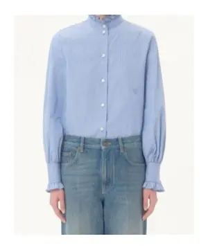 Valentino Garavani Striped Poplin Shirt With Ruffled Collar And Cuffs