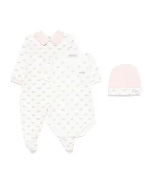 GOLDEN GOOSE Elephant Print Babygrow Set With Hat - White