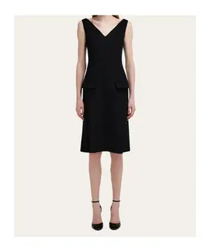 FERRAGAMO Sleeveless V-neck Dress With Flap Pockets And Slit