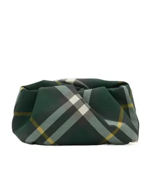 Burberry Rose Checkered Ruched Clutch Bag - Green