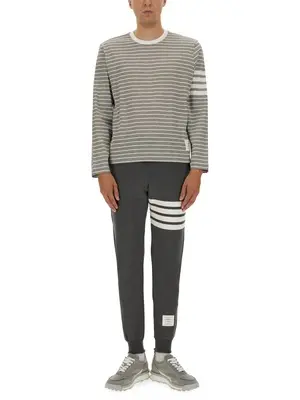 Thom Browne Milano 4-bar Long Sleeve T-shirt - Gray