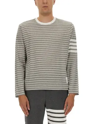 Thom Browne Milano 4-bar Long Sleeve T-shirt - Gray