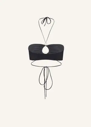 Magda Butrym Embellished Halterneck Bandeau Bikini Top - Black