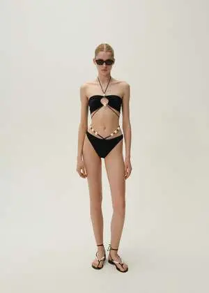 Magda Butrym Embellished Halterneck Bandeau Bikini Top - Black