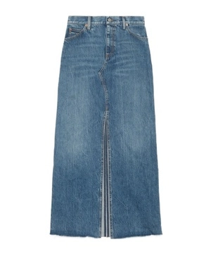 Gucci Horsebit Detail Denim Maxi Skirt - Blue