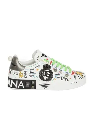 Dolce & Gabbana Graffiti Printed Lace-up Sneakers