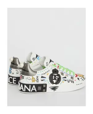 Dolce & Gabbana Graffiti Printed Lace-up Sneakers