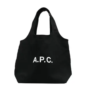 A.p.c. Ninon Shopper Bag With Logo Print - Black