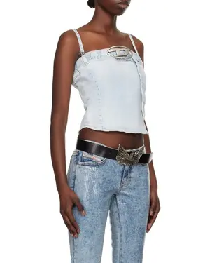 DIESEL® De-lucy Logo Plaque Denim Tank Top