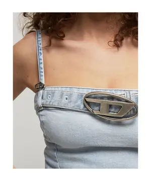 DIESEL® De-lucy Logo Plaque Denim Tank Top