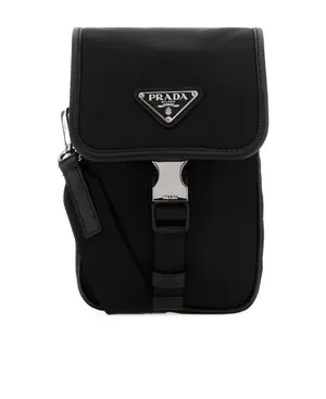 Prada Logo Plaque Buckle Fastened Crossbody Bag - Black